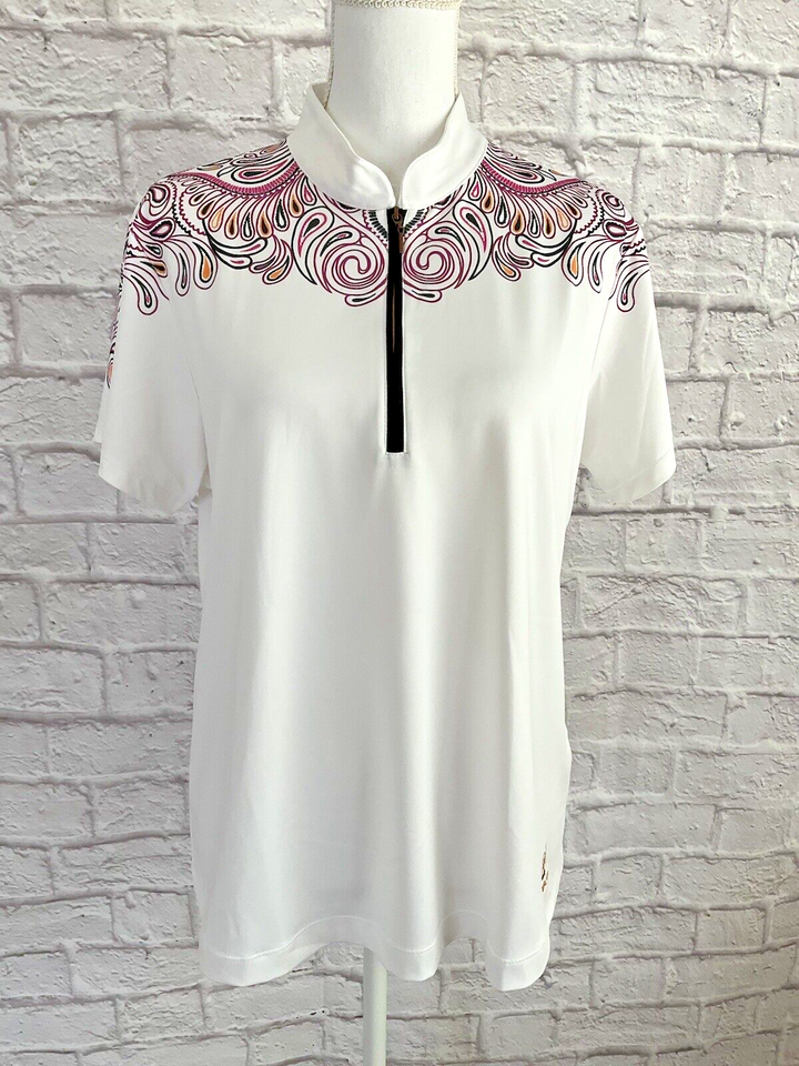 EP Pro Tour Tour Golf Top XL White 1/4 Zip Short Sleeve Polo Stretch ...