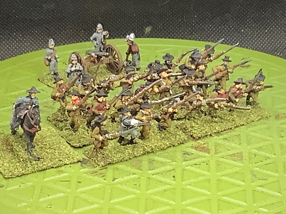 15mm Painted ACW Conf. Reg. In Butternut. 24 Infantry, 1 cannon w/Crew ...