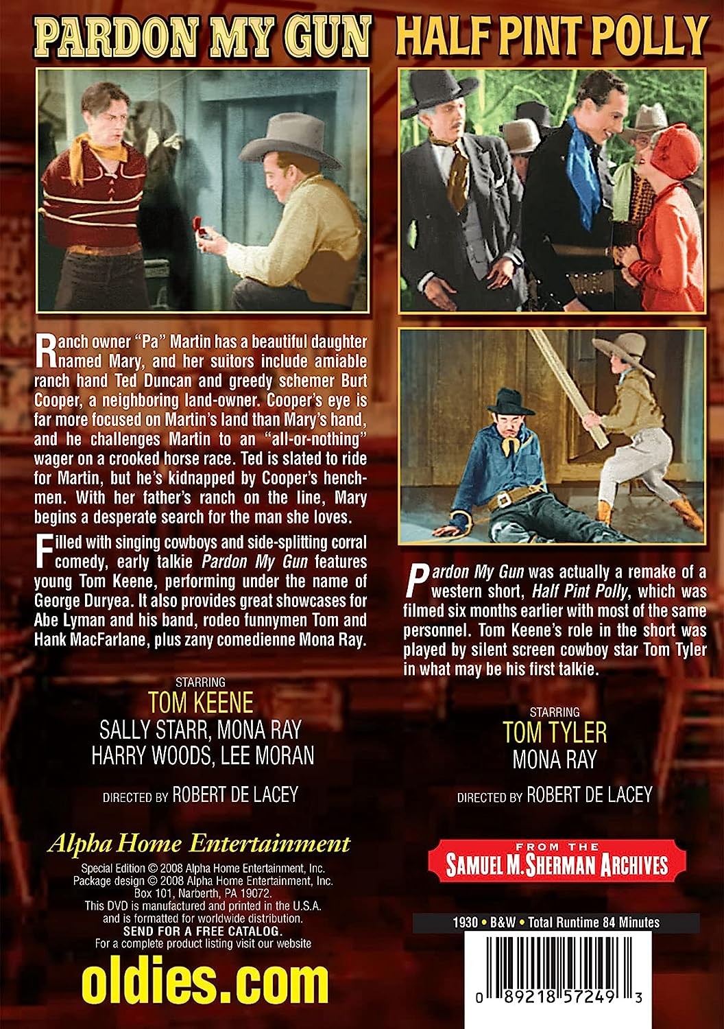 Pardon My Gun / Half Pint Polly (DVD) Tom Keene Tom Tyler Mona Ray ...