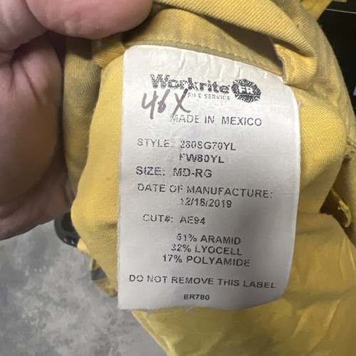 Workrite Wildland Fire Fighter Jacket Medium Regular Yellow Aramid ...