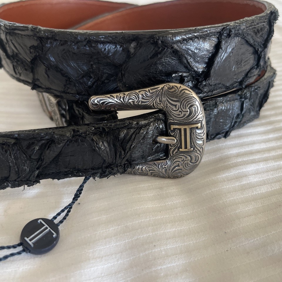 Lucchese Genuine Pirarucu Fish Men’s Belt Black Size 36 | eBay