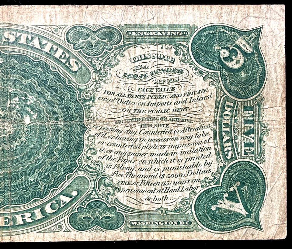 1907 $5 Dollar Large Size Legal Tender Banknote Woodchopper-Red Seal | eBay
