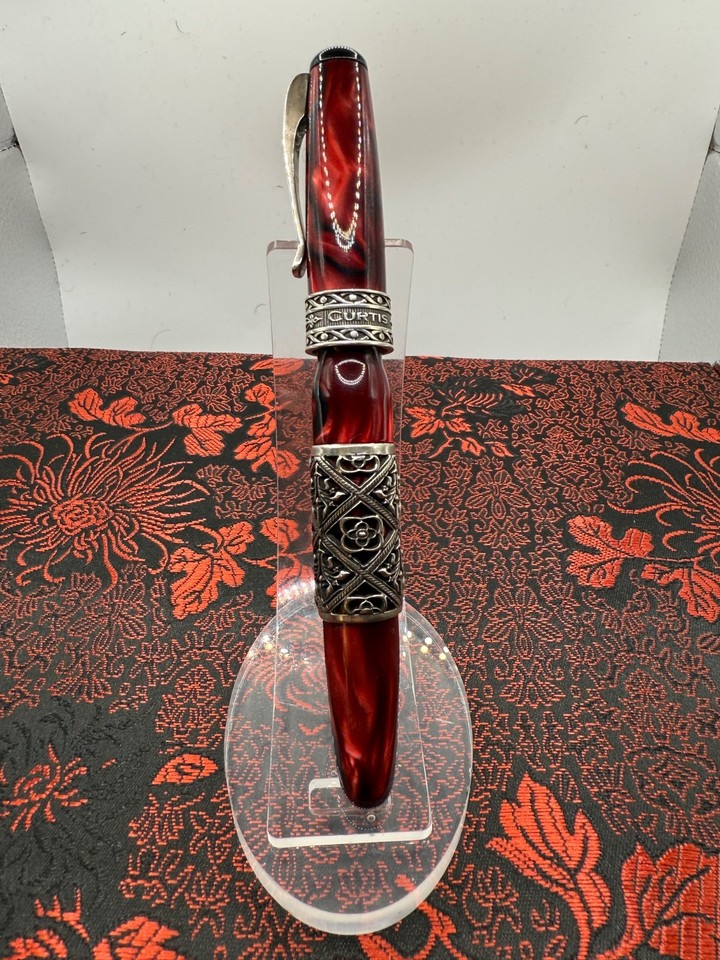 CURTIS SPECIAL LUXURY SCARLET SILK REGAL SILVER FOUNTAIN PEN RED | eBay