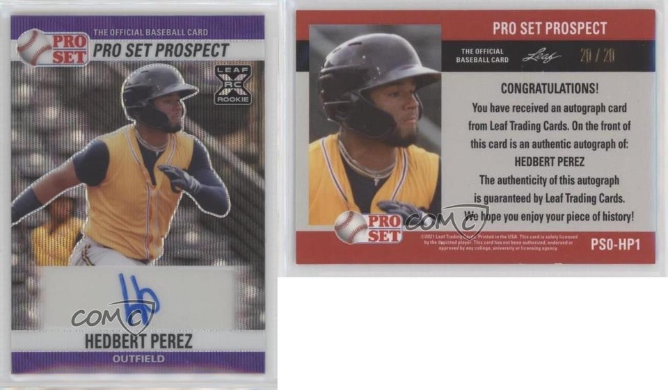 2021 Leaf Pro Set Metal 1990 Base Purple Wave 20/20 Hedbert Perez Auto ...