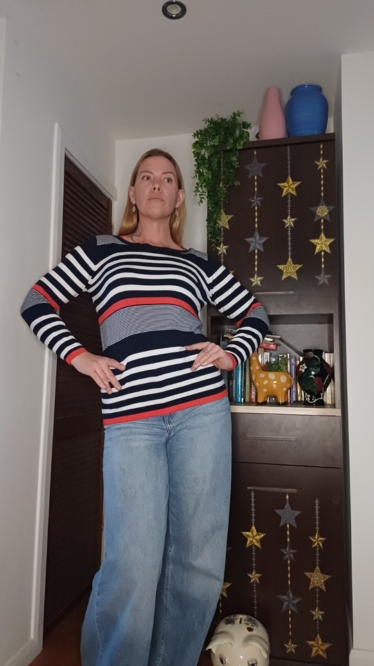 Isle Essentials Women's Nautical Striped Pullover Jumper Sweater Navy ...