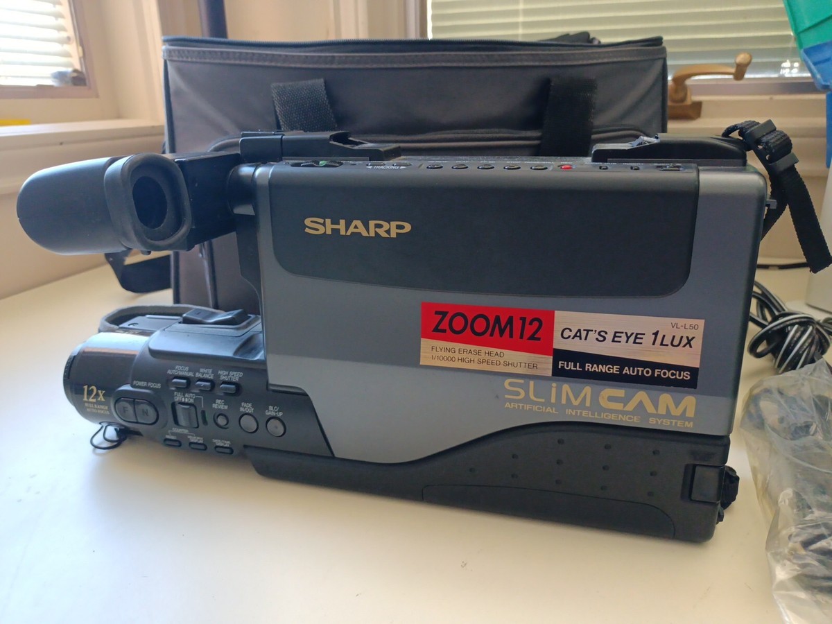 Sharp Slim Cam Zoom 12 Camcorder Model VL-L50 1992 VHS Vtg Sharp Slim Cam Zoom 12 Camcorder Model VL-L50 1992 VHS Vtg