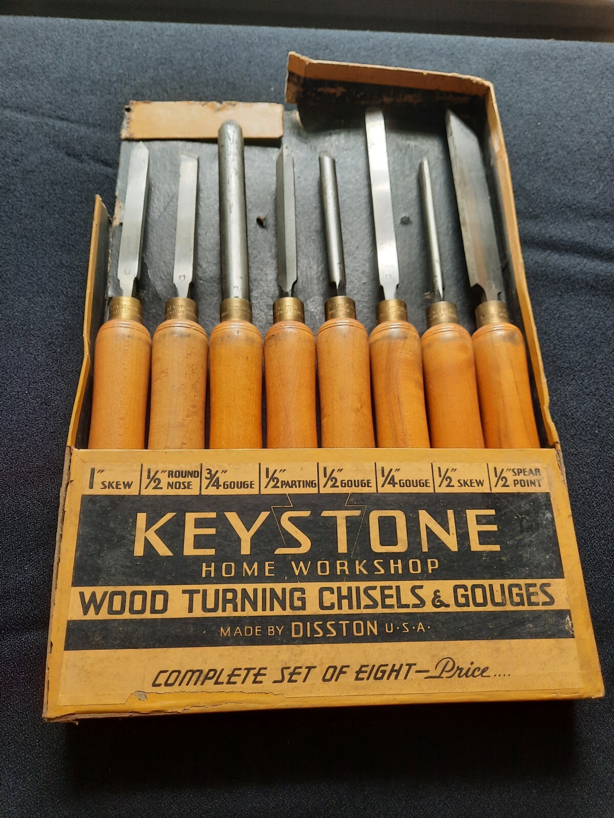 Set of 8 Original Box Keystone Wood Lathe Chisels Tools by Disston ...