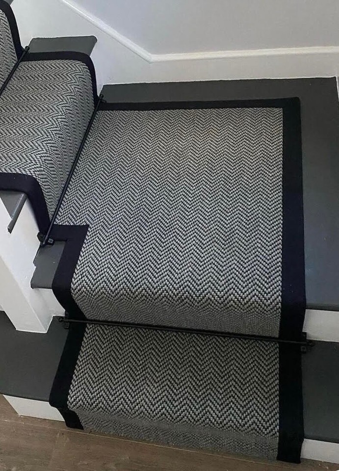 Herringbone Java Stair Runner With 100% Cotton Black Border | eBay UK