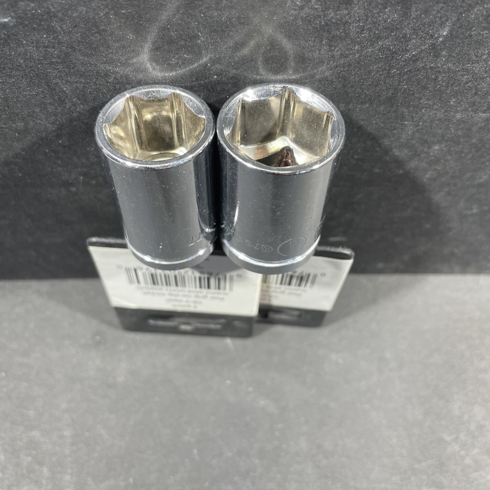 2- 17mm & 19mm Shallow Great Neck Sockets, 6 Point, 1/2” Drive, Unused ...