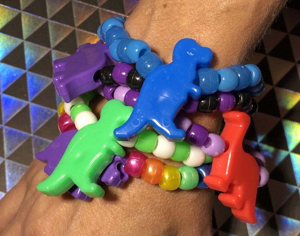 5 JUMBO DINO Kandi Beaded Bracelets, Lost Lands, Rave Accessories ...