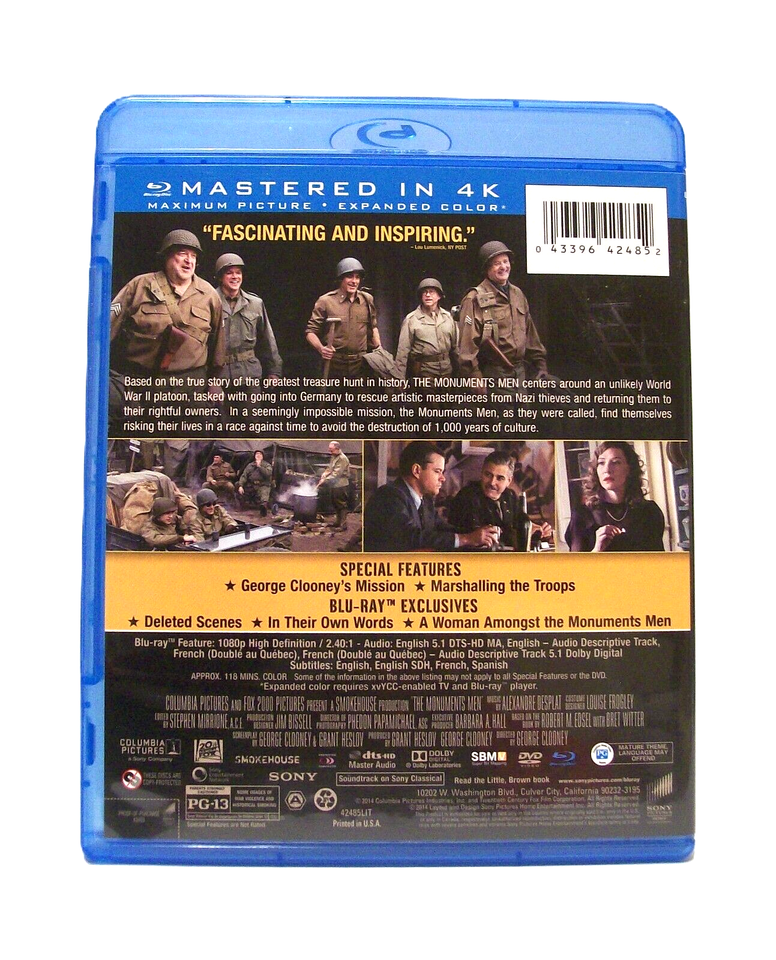 "THE MONUMENTS MEN (2014)" Comedy War Drama BLU-RAY + DVD (2014) Matt ...