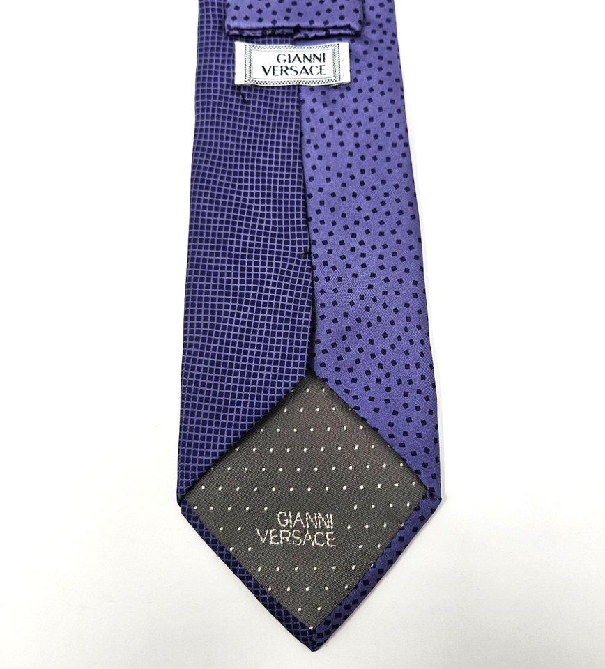 Gianni Versace Purple Medusa Squares Pattern Silk Neck Tie 58"x4" Made ...