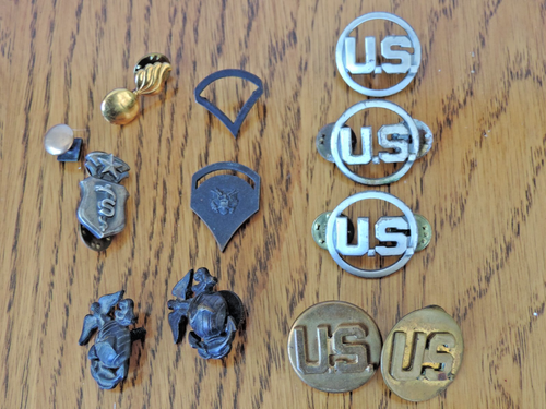 Vtg Original US Army Lot of 12 WW2 Military Pin Lot Army Marines US ...