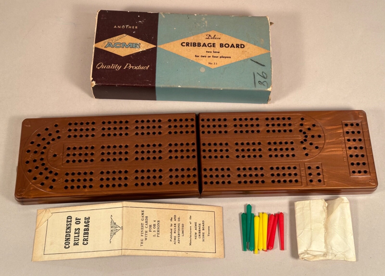 ACME Deluxe Cribbage Board Set, Vintage, Canada, with Box | eBay