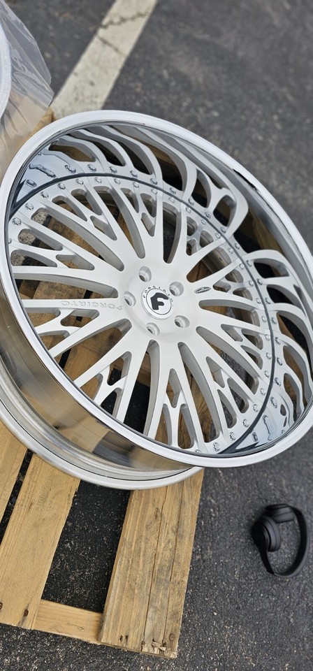 24" Brushed Chrome Lip Forgiato Cravatta 5x120 Wheels Rims | 22 26 ...