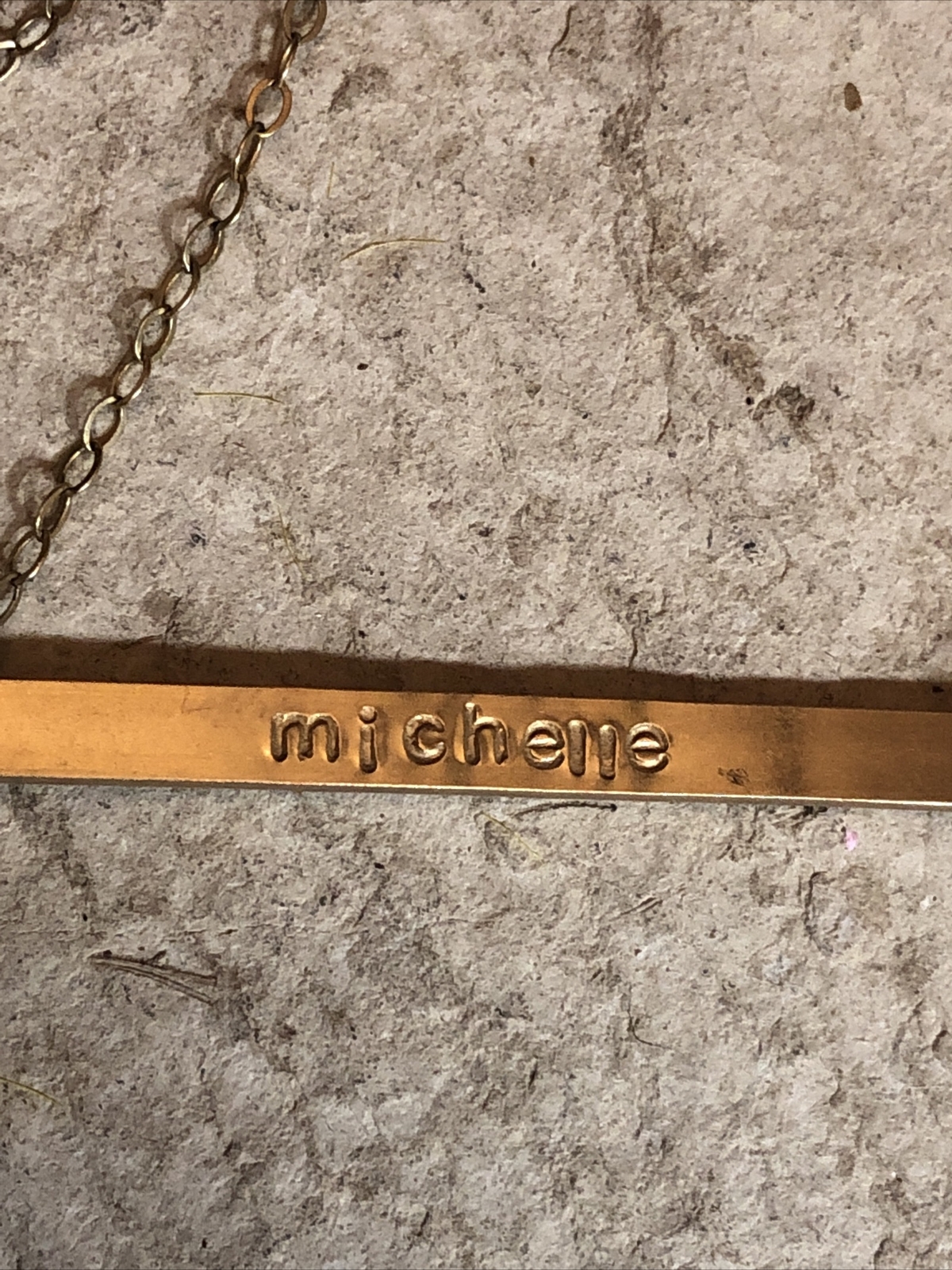Vintage 14K G.F. cable chain MICHELLE Engraved Bar Statement Necklace ...