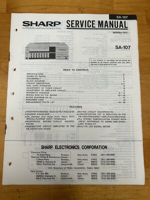 Sharp SA-107 Tuner Receiver Amplifier Service Manual Vintage OEM ...