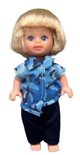 Simba Boy Mini Toddler Doll With Blue Camo Shirt and Pants Short Hair 4 ...