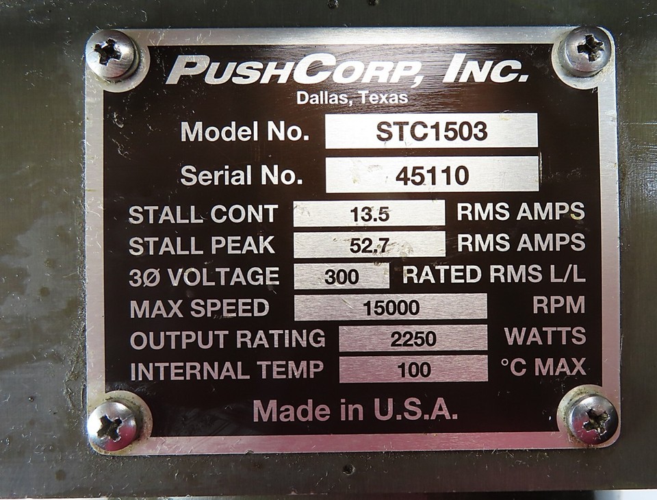 PushCorp STC1503 BT30 Robotic Servo Spindle 15000RPM 3HP 2.2Kw (Read ...