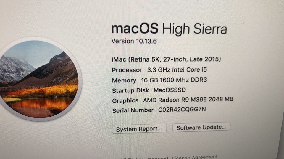 Apple iMac 27" 5K Late 2015 Radeon r9 m395 2gb/ Intel i5 - AS IS - READ ...