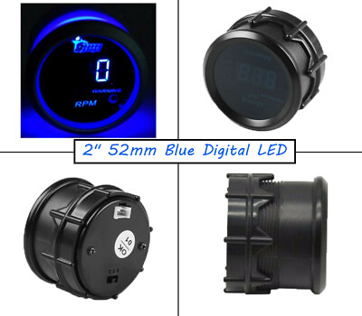 AU 2" 52mm Blue Digital LED Elec 0-9999 RPM Tachometer Tacho Gauge Auto ...