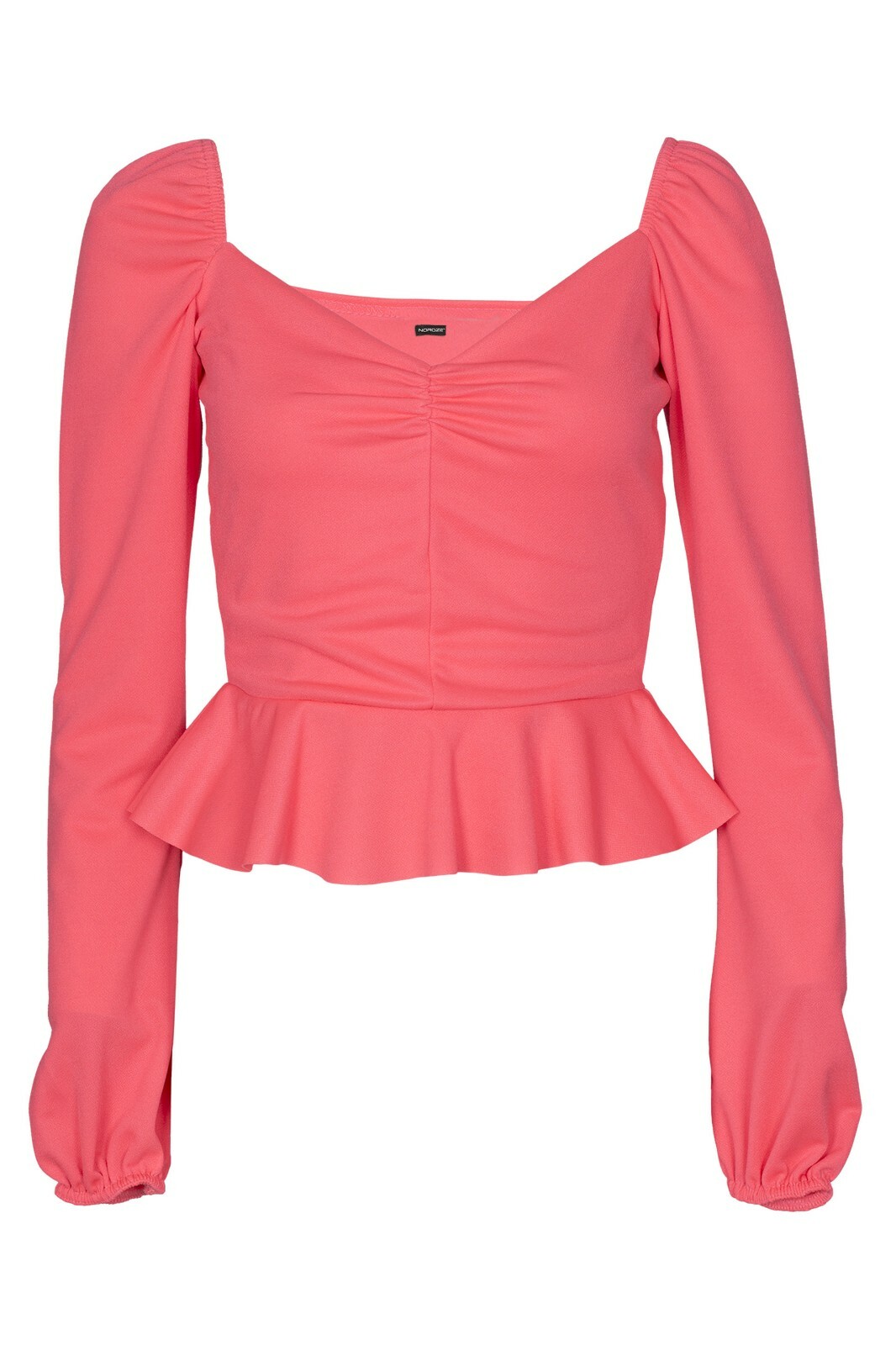 Women's Peplum Top Full Sleeve Neon Plain Frill Dress Blouse for ladies ...