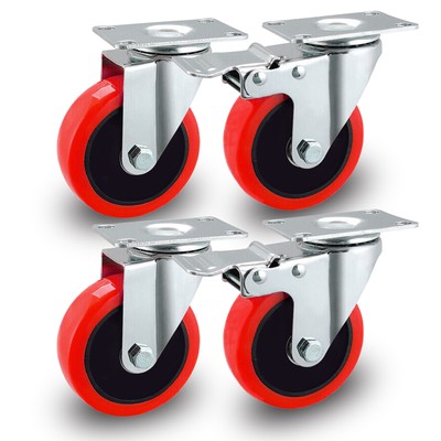 4x Castor Wheels Large 100mm 600KG Heavy Duty Rubber Swivel Furniture ...