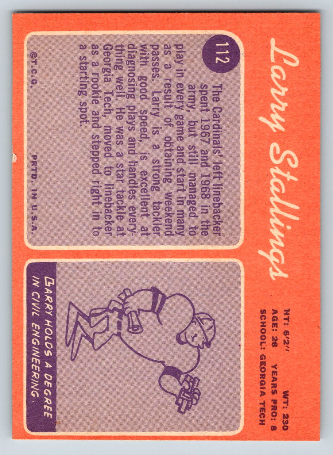 1970 Topps #112 Larry Stallings Vintage Football Card SHARP! | eBay