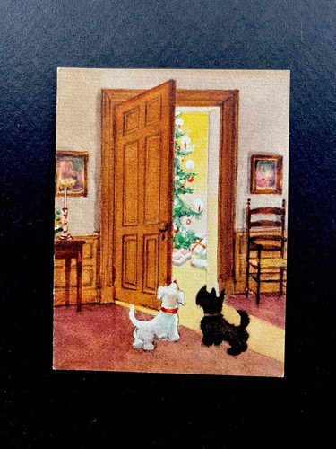 Vintage Erica Von Kager Brownie Xmas Greeting Card 2 Cute Scottie Dogs ...
