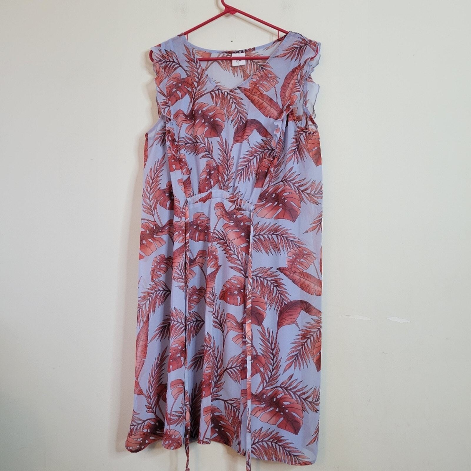 Cabi Isabel Palm Leaf Sleeveless Dress Large n7 - Gem