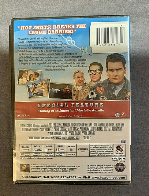 Hot Shots (dvd 2009) Charlie Sheen Cary Elwes Lloyd Bridges - for sale ...