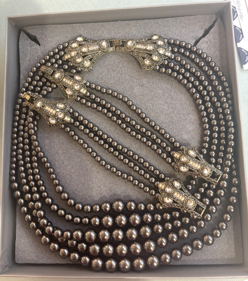 Heidi Daus "Age of Elegance" Faux Pearl Necklace & 2 Bracelets Set ...