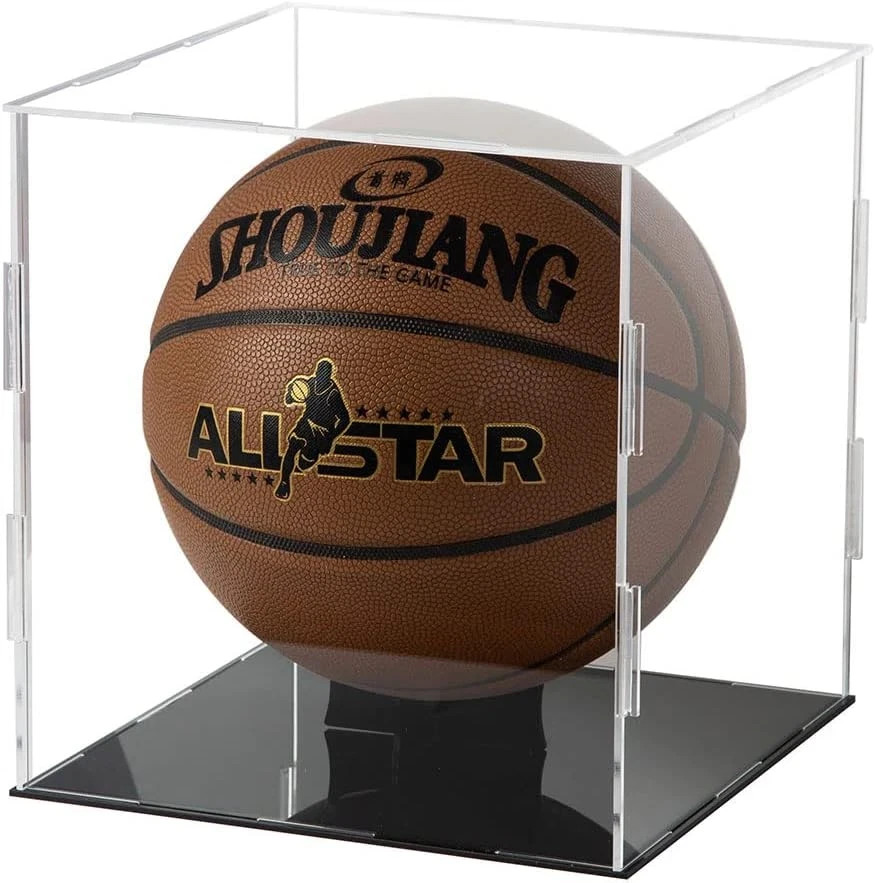 Basketball Display Case Clear Acrylic Glass Cube Assemble Countertop ...