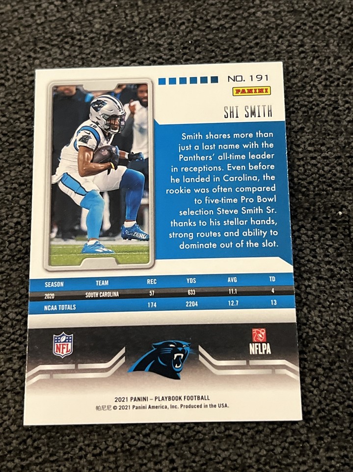 2021 PANINI PLAYBOOK SHI SMITH RC #191 CAROLINA PANTHERS ROOKIE | eBay