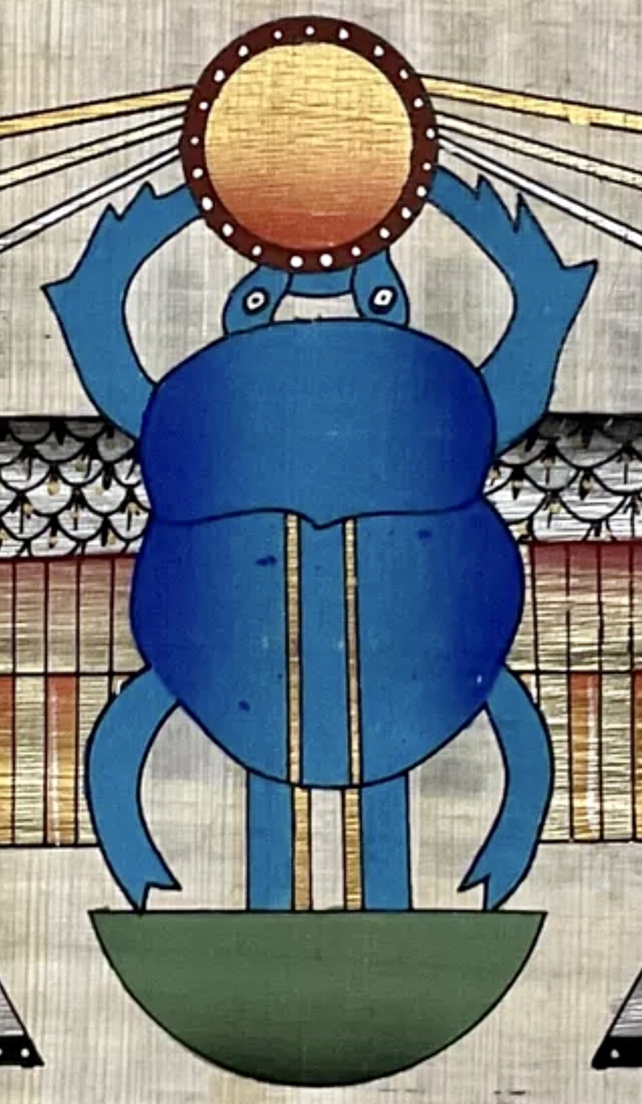 Vintage Egyptian Papyrus Hand Painted - The Winged Scarab -13x9” | eBay