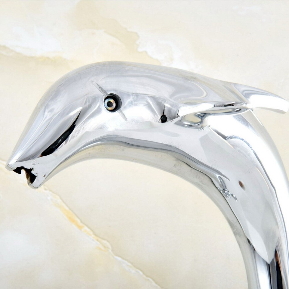 Polished Chrome Brass Dolphin Shape Bathroom Kitchen Bar Sink Faucet ...