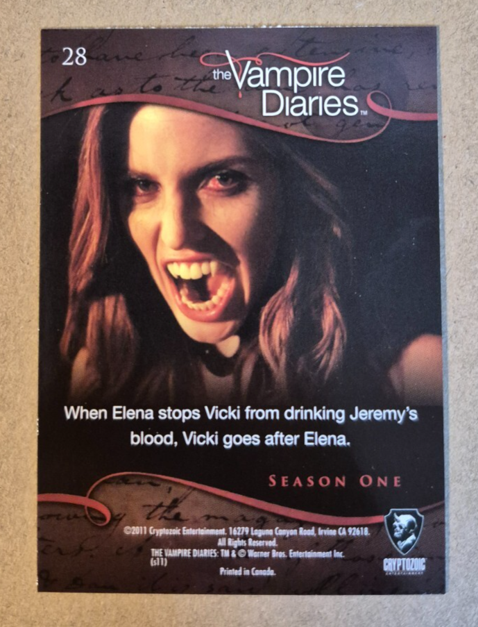 THE VAMPIRE DIARIES Season One Trading Card #28 Cryptozoic 2011 "Just a ...