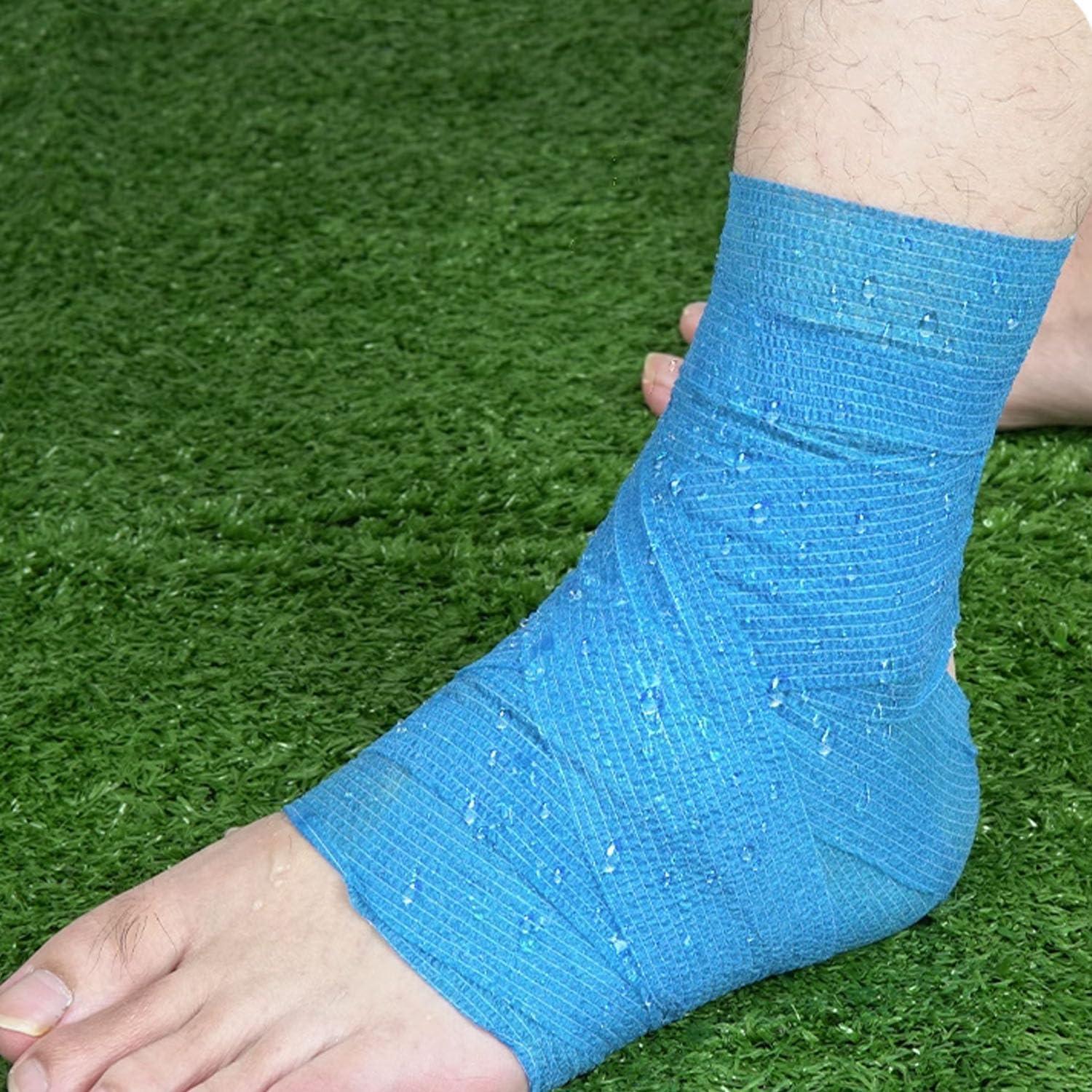 12 Rolls Bandage Roll Plaster Extra Sticky Elastic Fabric Strapping 5cm ...