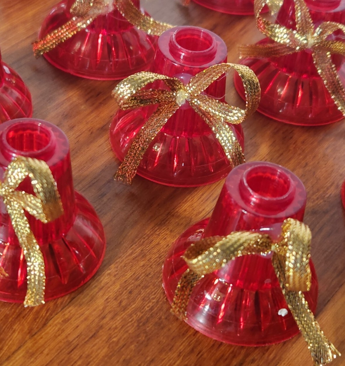 Vintage Christmas Light Reflectors Red Plastic Bell Lot of 10 | eBay