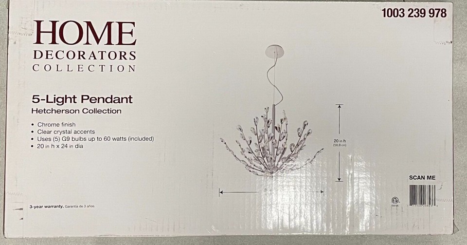 Home Decorators Collection Hetcherson 5-Light Chrome Pendant 28714-HBU ...