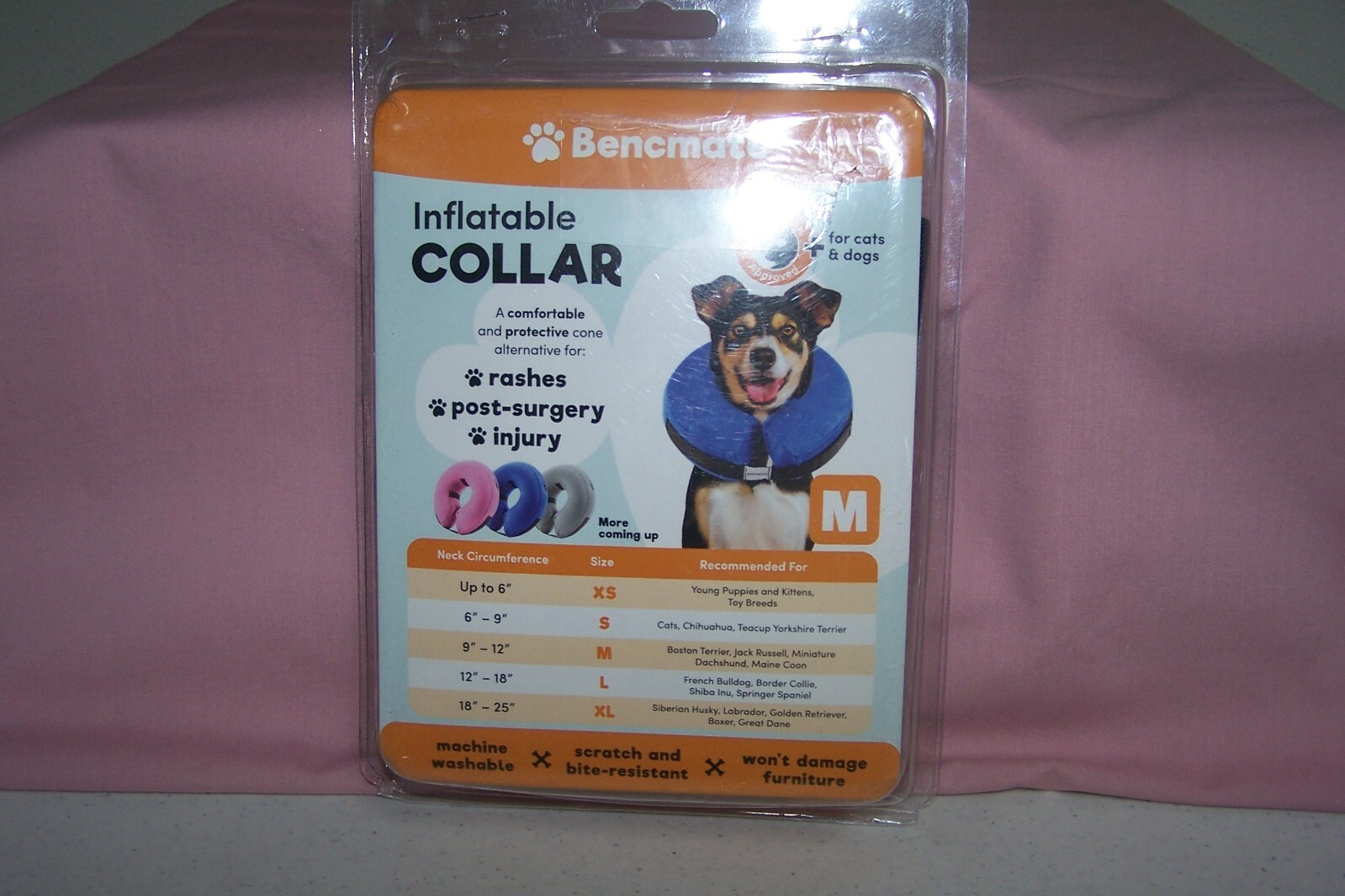 BENCMATE Protective Inflatable Collar Medium for Dogs 9"-12" Neck ...