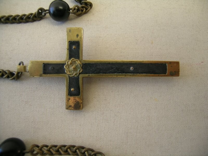 Antique Nuns rosary from convent with wooden beads and copper cross (1 ...