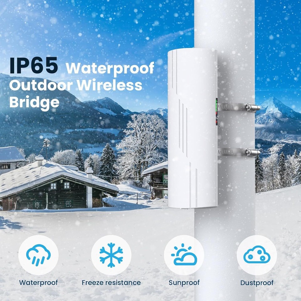 Gigabit Wireless Bridge 5.8GHz WiFi Bridge Point to Point Outdoor CPE ...