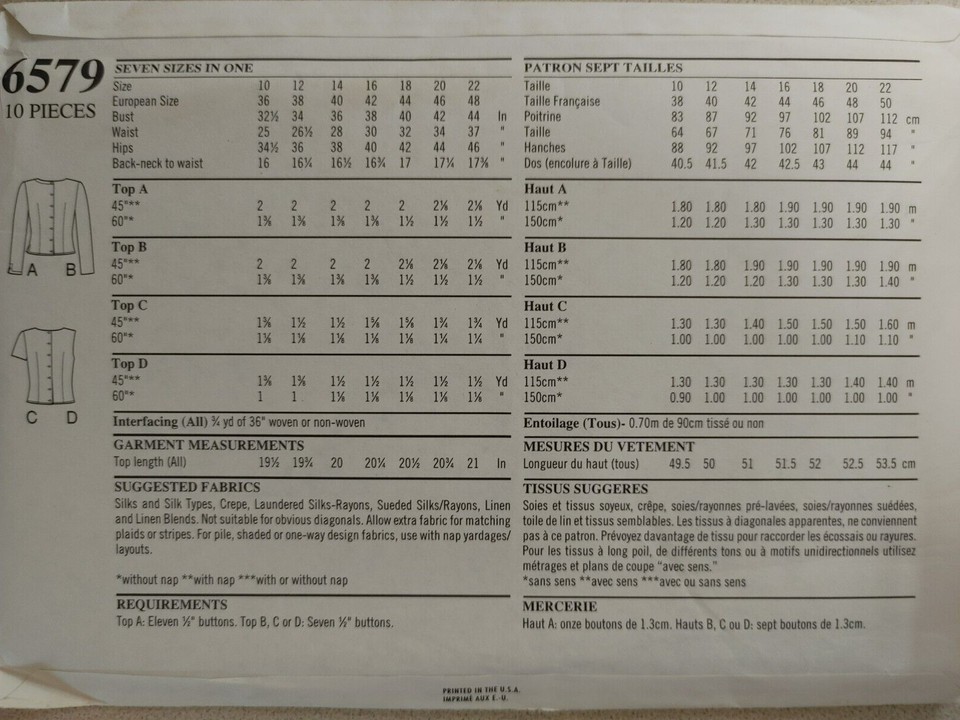 New Look Pattern 6579 Misses' Plus Fitted Blouses Tops Sizes 10 14 16 ...