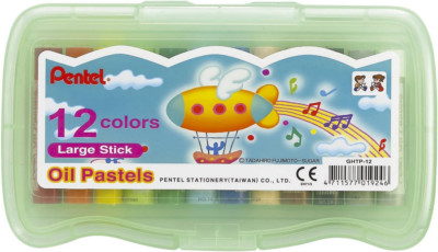 PENTEL Boite de 12 Pastels à l'huile scolaire 10 mm Couleurs assorties ...