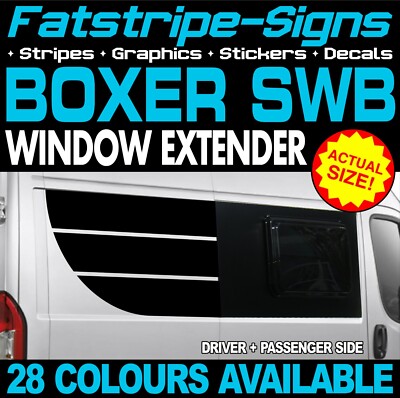 to fit PEUGEOT BOXER SWB WINDOW EXTENDER STICKERS GRAPHICS CAMPER VAN ...