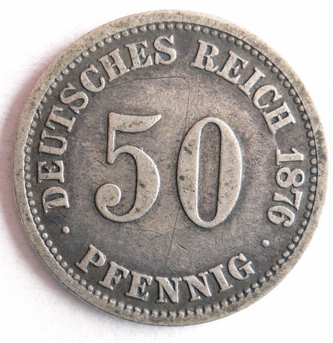 1876 D GERMAN EMPIRE 50 PFENNIG - RARE TYPE - Scarce Silver Coin - Lot ...