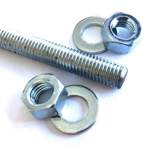 M7 Threaded Bar - Mild Steel Zinc Plated Rod Studding 7mm + Full Nuts ...