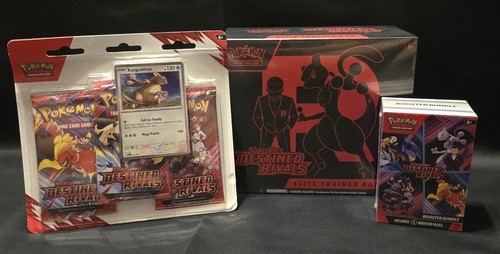 Pokémon TCG Destined Rivals ETB +Booster +3-Pack Promo Blister Bundle ...