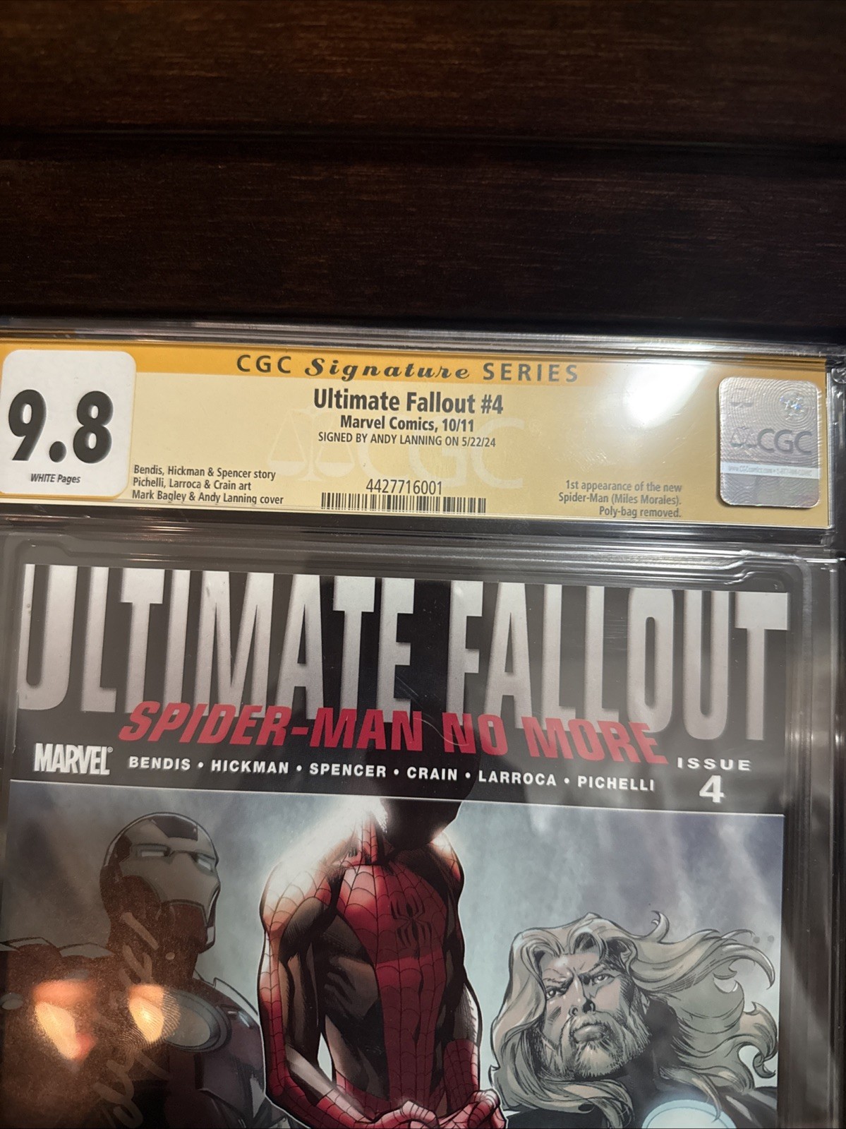 Ultimate Fallout #4, CGC 9.8 1st print, 1st Miles Morales Signed by ...